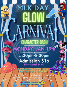 🎡🛼🎳 MLK DAY GLOW CARNIVAL – CHARACTER BASH! 🎳🛼🎡 | MLK Skating