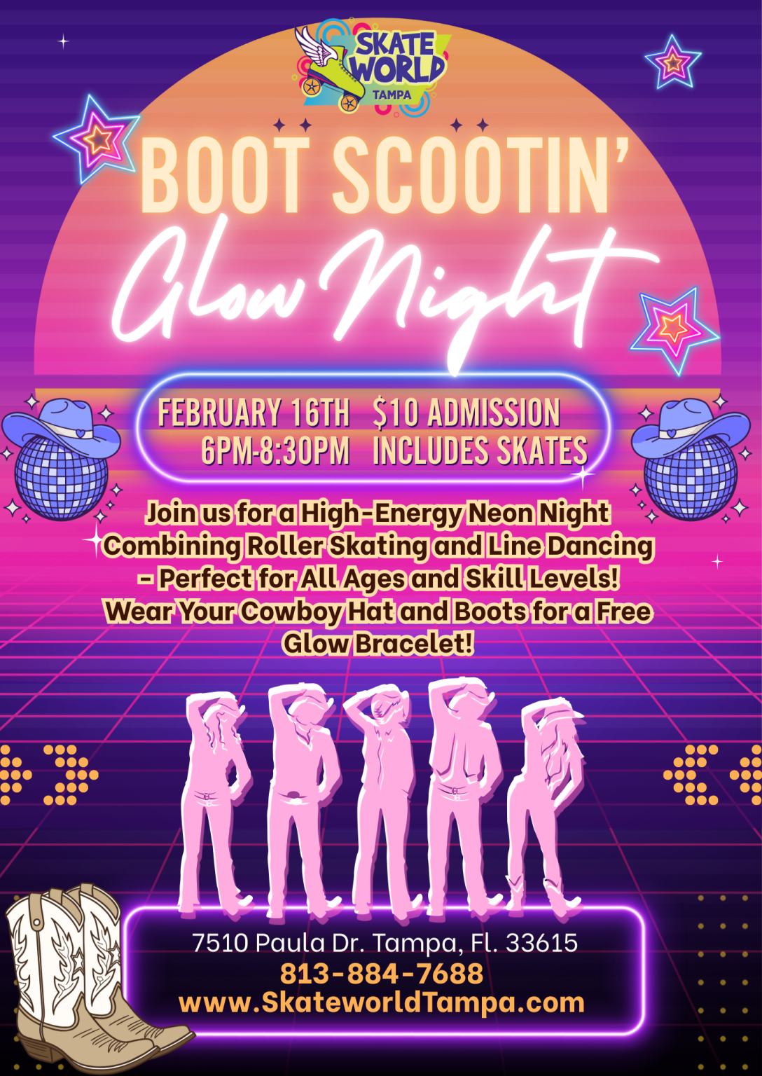 Boot Scootin’ Glow Night | Skateworld