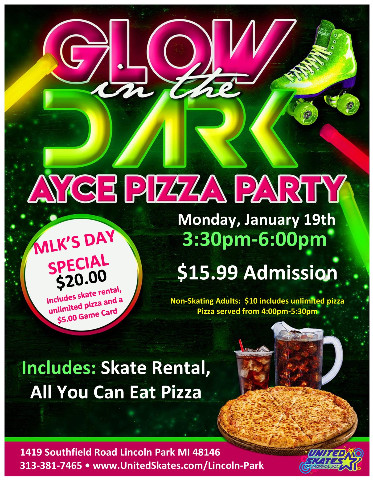 AYCE Eat Glow in the Dark Skate | United Skates of America