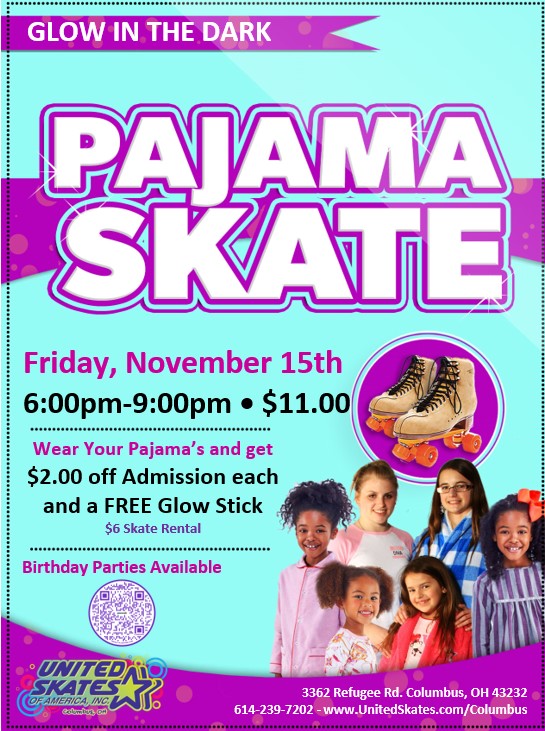 Public Skate and Birthday Parties; Glow Pajama Jam | United Skates of ...