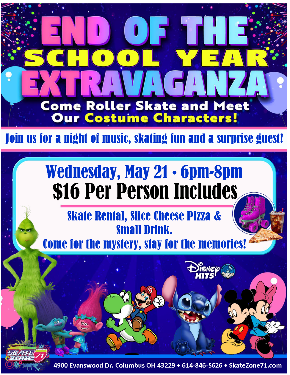End of School Year Character Extravaganza | Skate Zone 71